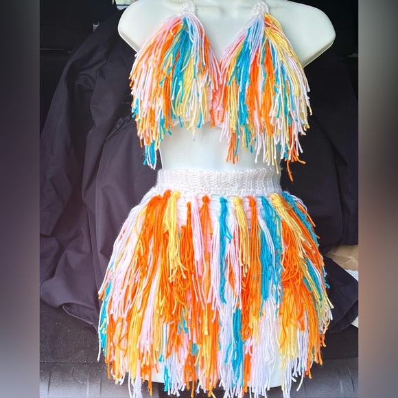 Handmade by me | Skirts | Crochet Mesh Fringe Multi Color Festival ...